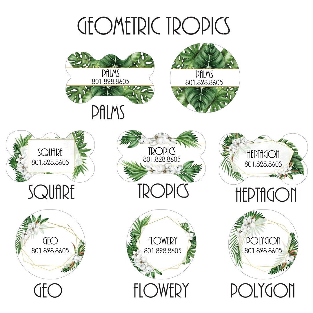 Tropical Geometric Palms Collection - Personalized Pet Tags, Dog Tags ...