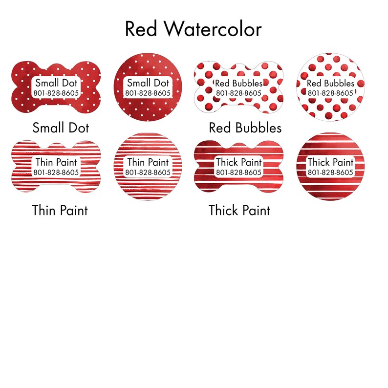Red Watercolors - Personalized Pet Tags, Dog Tags for Dogs, Cat Tags - Etsy