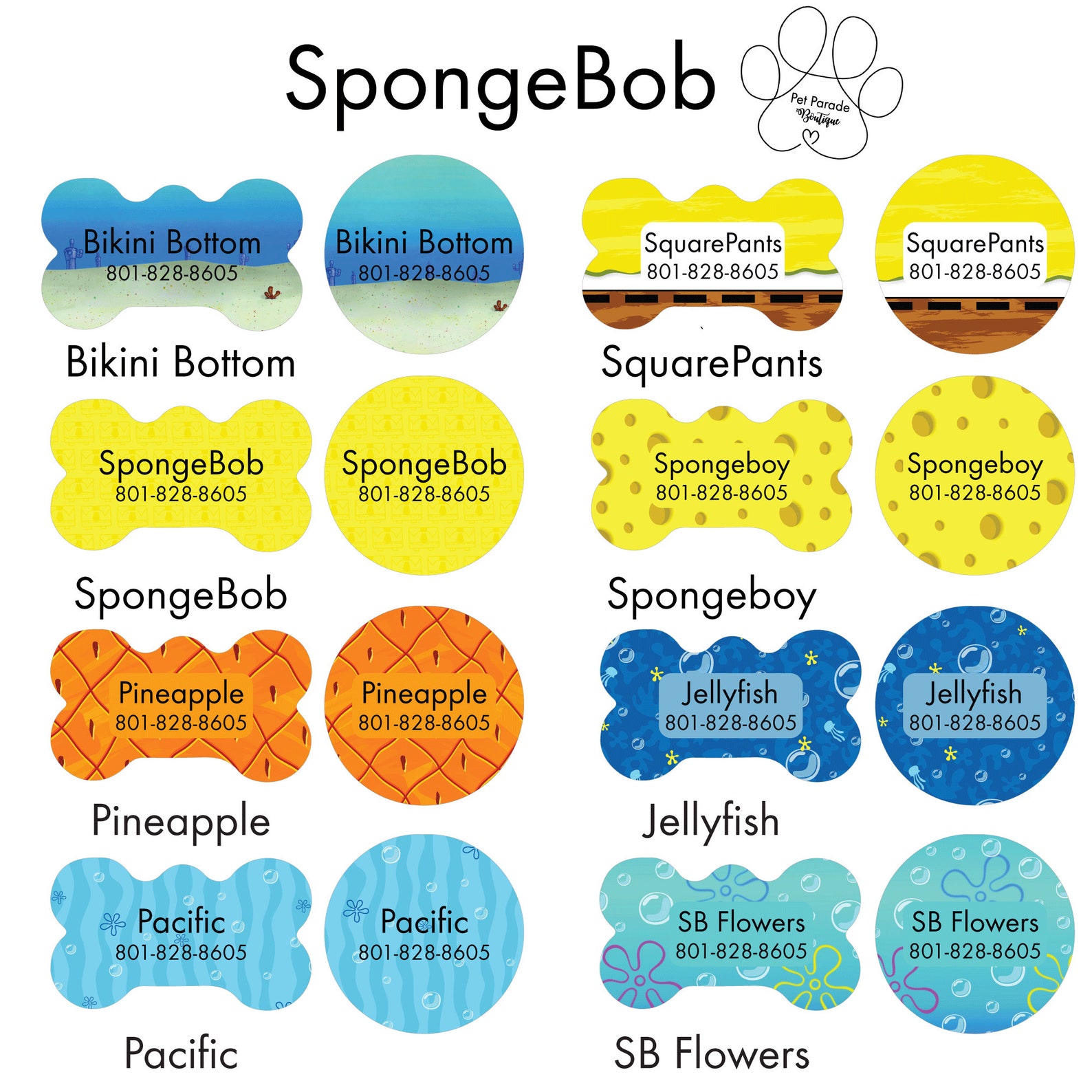 Spongebob Squarepants Collection Personalized Pet Tags Dog - Etsy