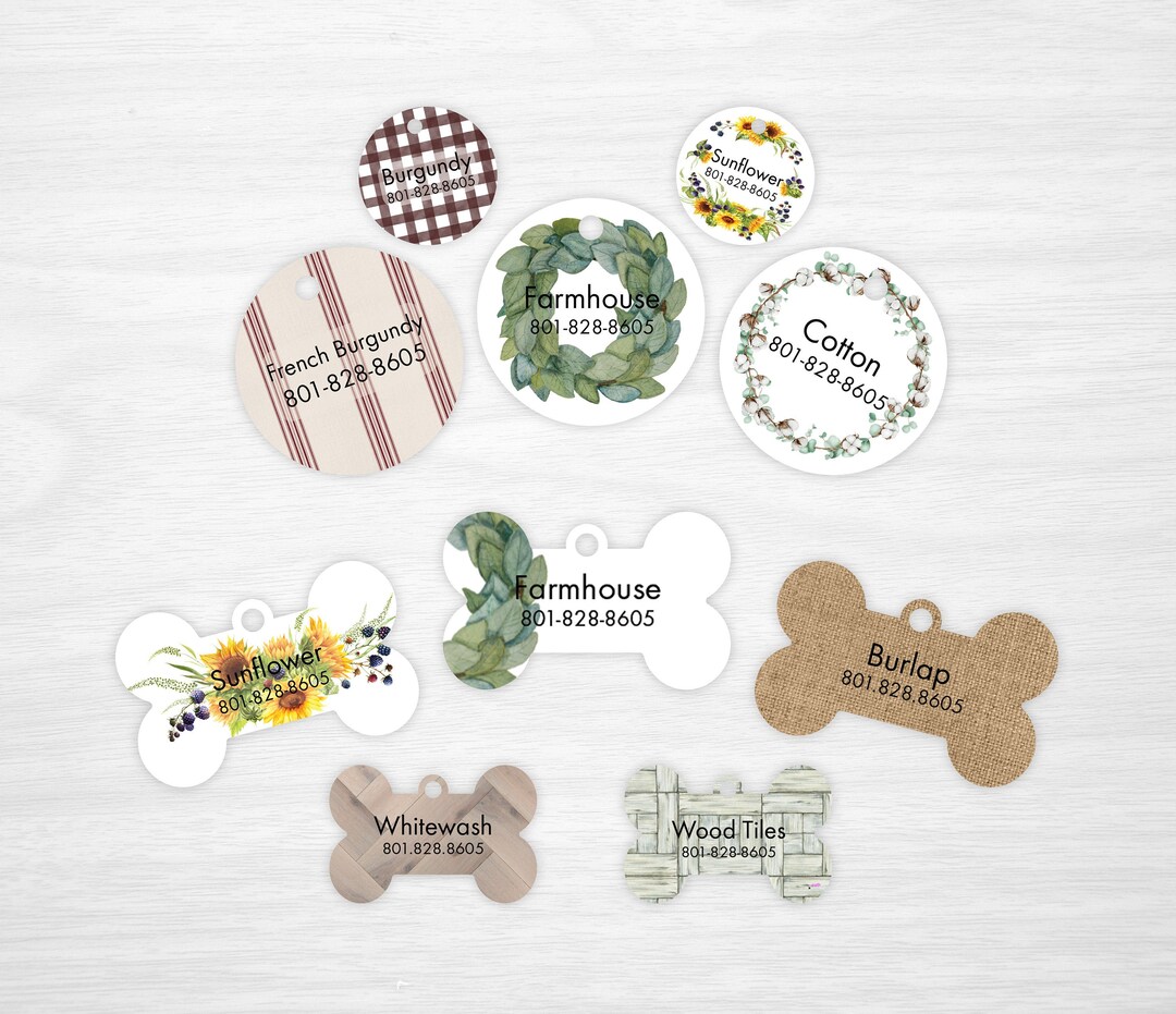 Farmhouse Collection 2 - Personalized Pet Tags, Dog Tags for Dogs, Cat ...