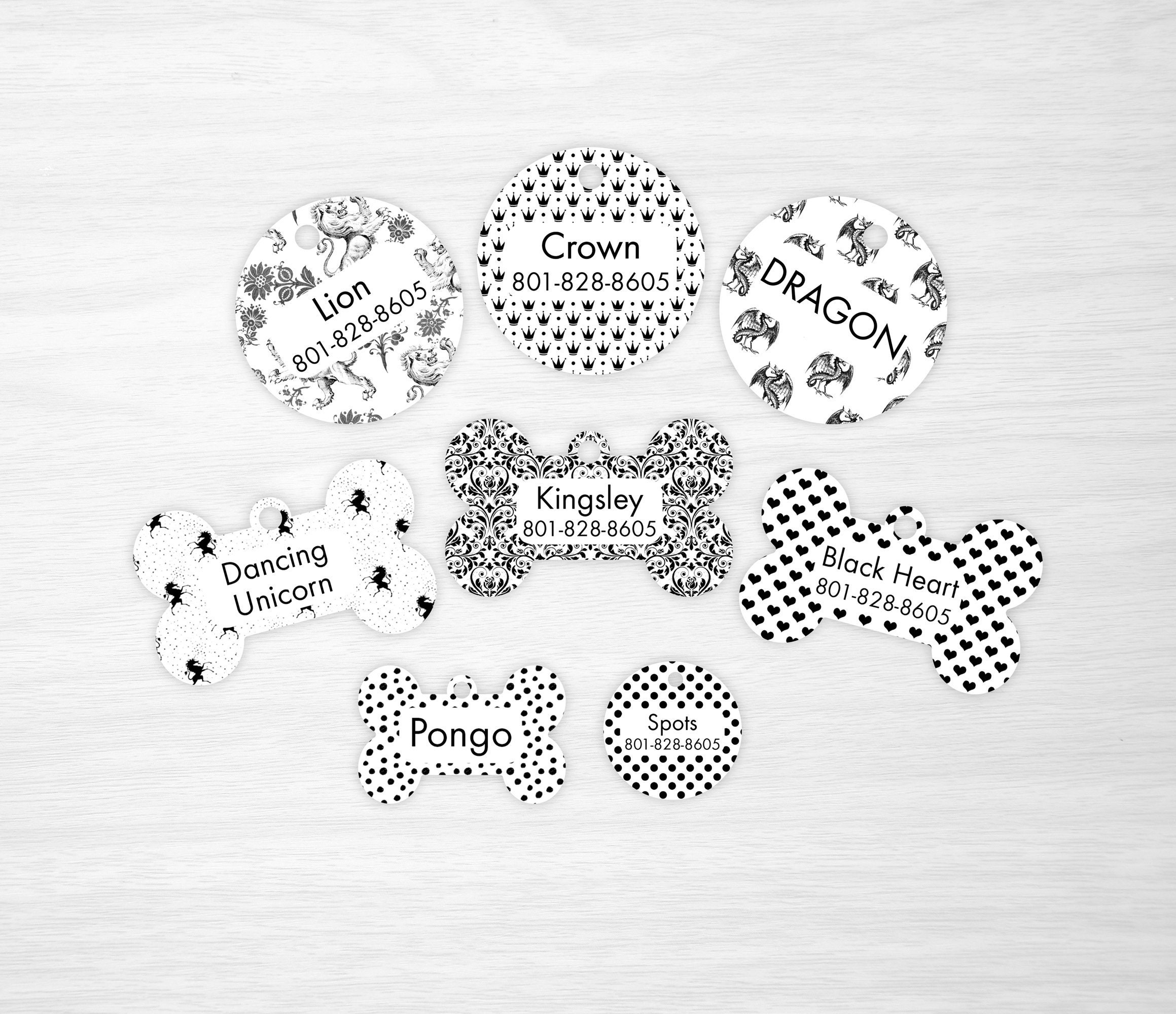 Majestic Black and White Collection - Personalized Pet Tags, Dog Tags ...