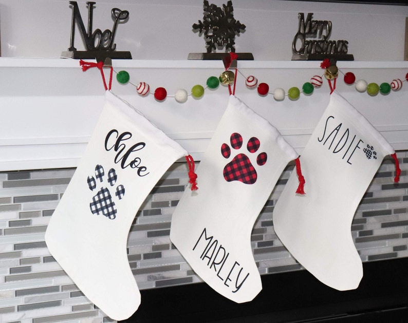 Pet Stockings in Buffalo Plaid Personalize With Your Dog or - Etsy
