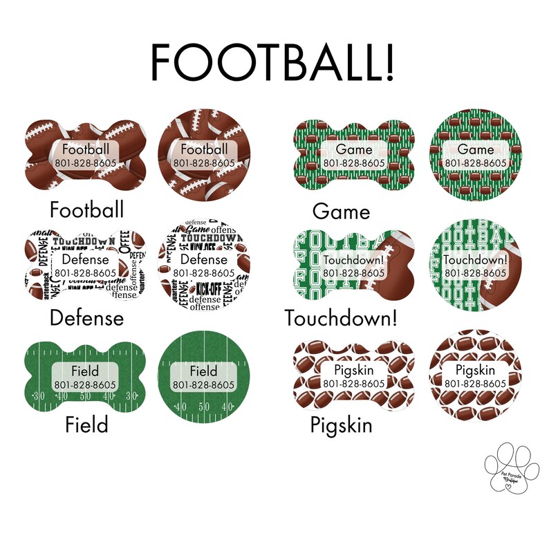 Football Collection Personalized Pet Tags Dog Tags for | Etsy