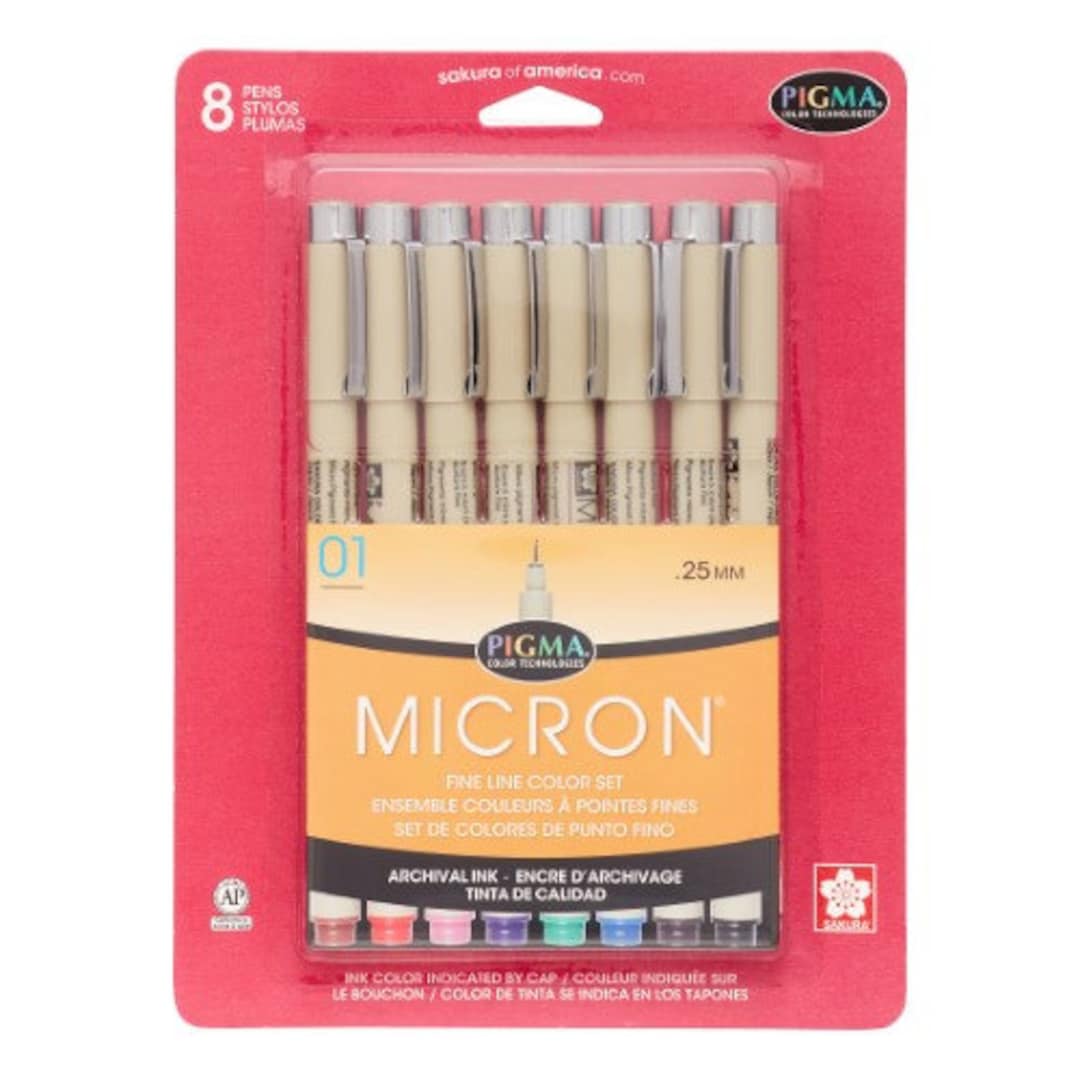 Sakura Pigma Micron Assorted Color 01 Set of 8 Colors - Etsy