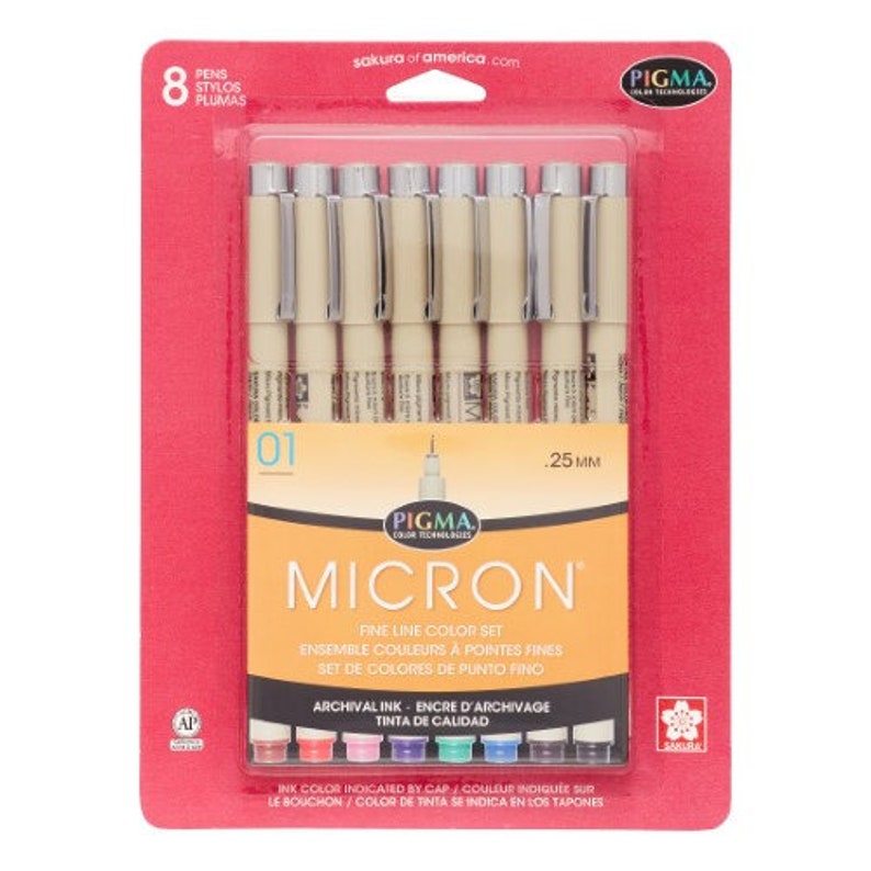 Sakura Pigma Micron Assorted Color 01 Set of 8 Colors - Etsy