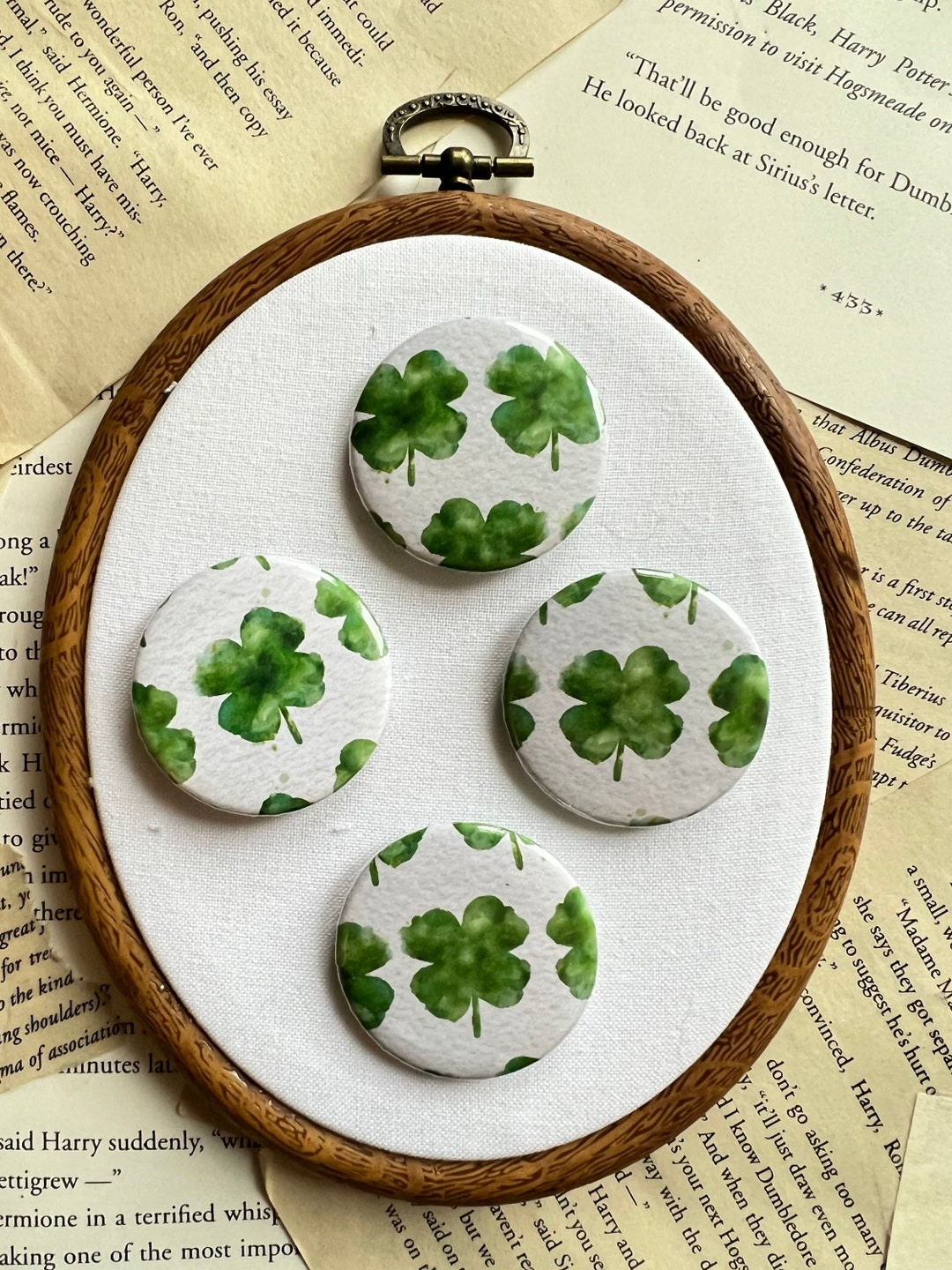 Watercolor Shamrock Button Badge Pin - Etsy