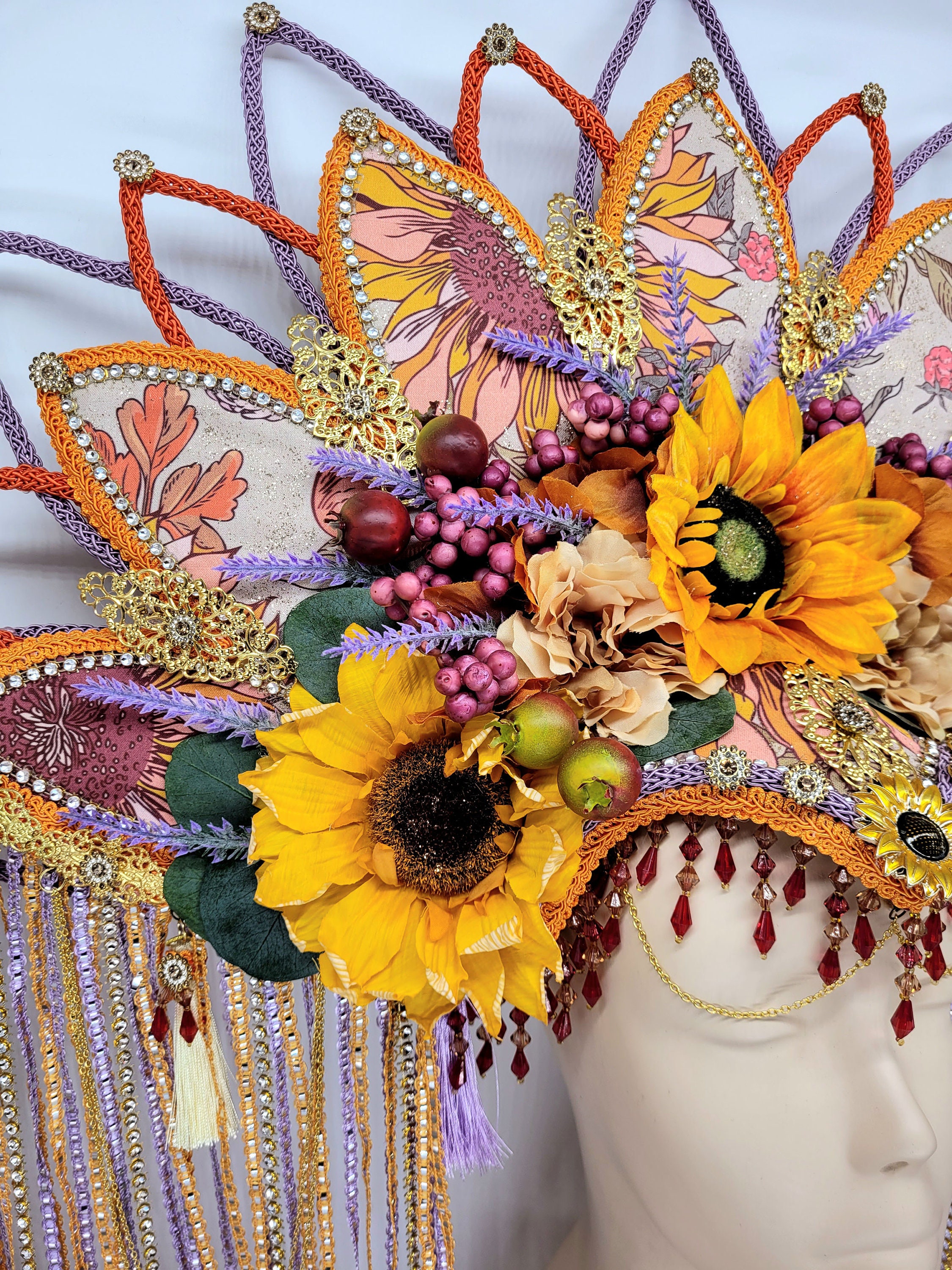 Autumn Orange and Lavender Sunflower Headdress - Etsy