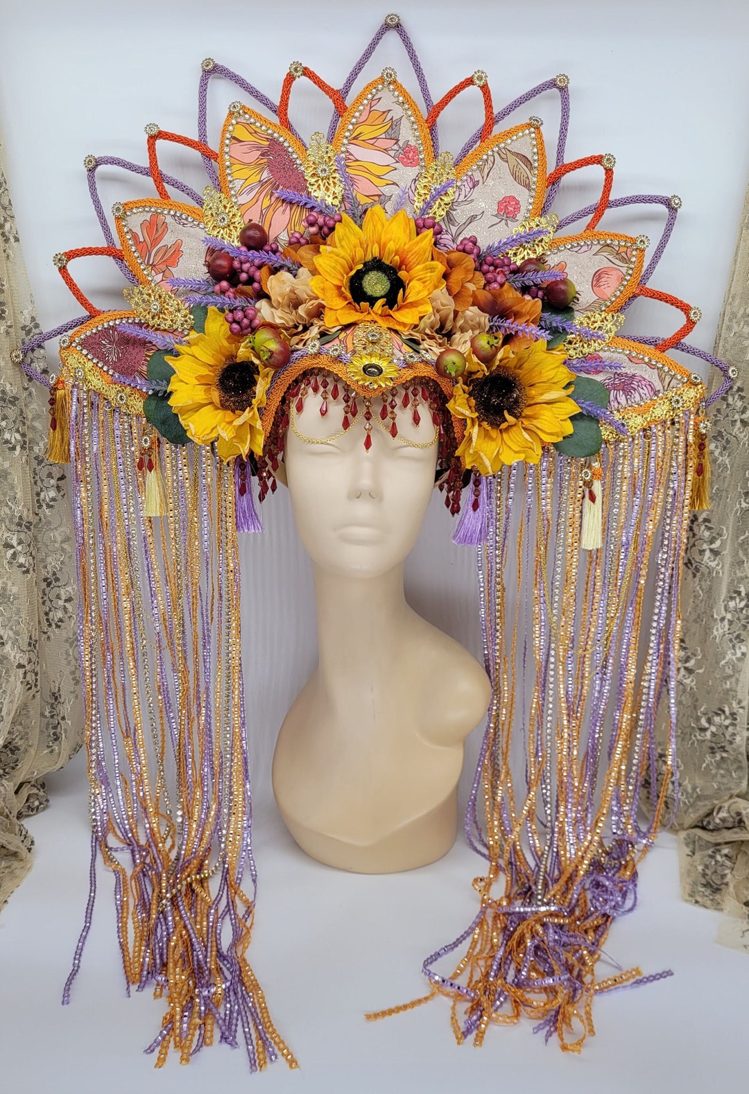 Autumn Orange and Lavender Sunflower Headdress - Etsy