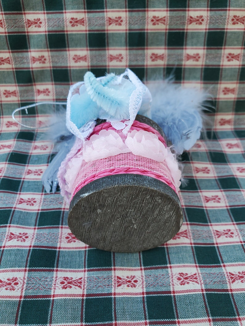 Victorian Angel Cherub Sitting on Thread Spool Christmas Tree Ornament ...