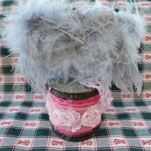 Victorian Angel Cherub Sitting on Thread Spool Christmas Tree Ornament ...