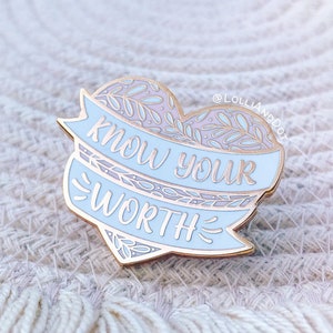 Know Your Worth Hard Enamel Pin Rose Gold Etsy