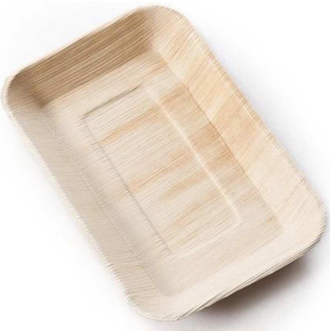 Bamboo Style Rectangle Flat Trays Palm Leaf Disposable Eco-friendly ...
