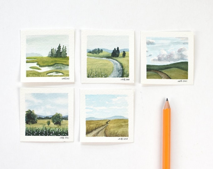 Original Tiny Watercolor Paintings, Tiny Paintings, Mini Paintings ...