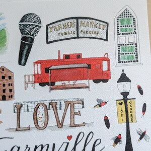 Farmville VA Art Print, Town Illustration, Farmville Art, Farmville ...