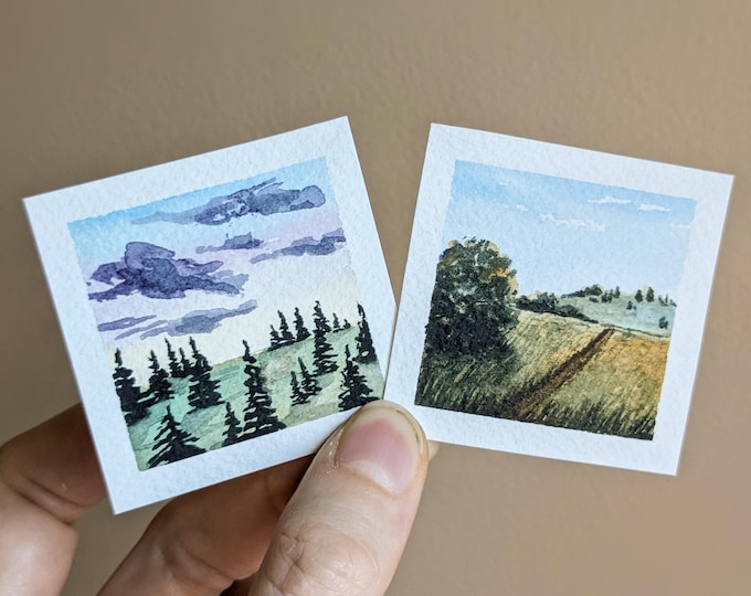 Original Tiny Watercolor Paintings, Tiny Paintings, Mini Paintings ...