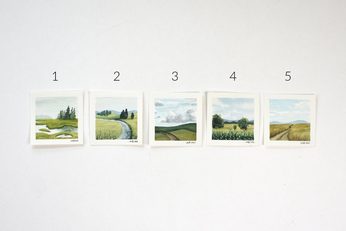 Original Tiny Watercolor Paintings Tiny Paintings Mini - Etsy