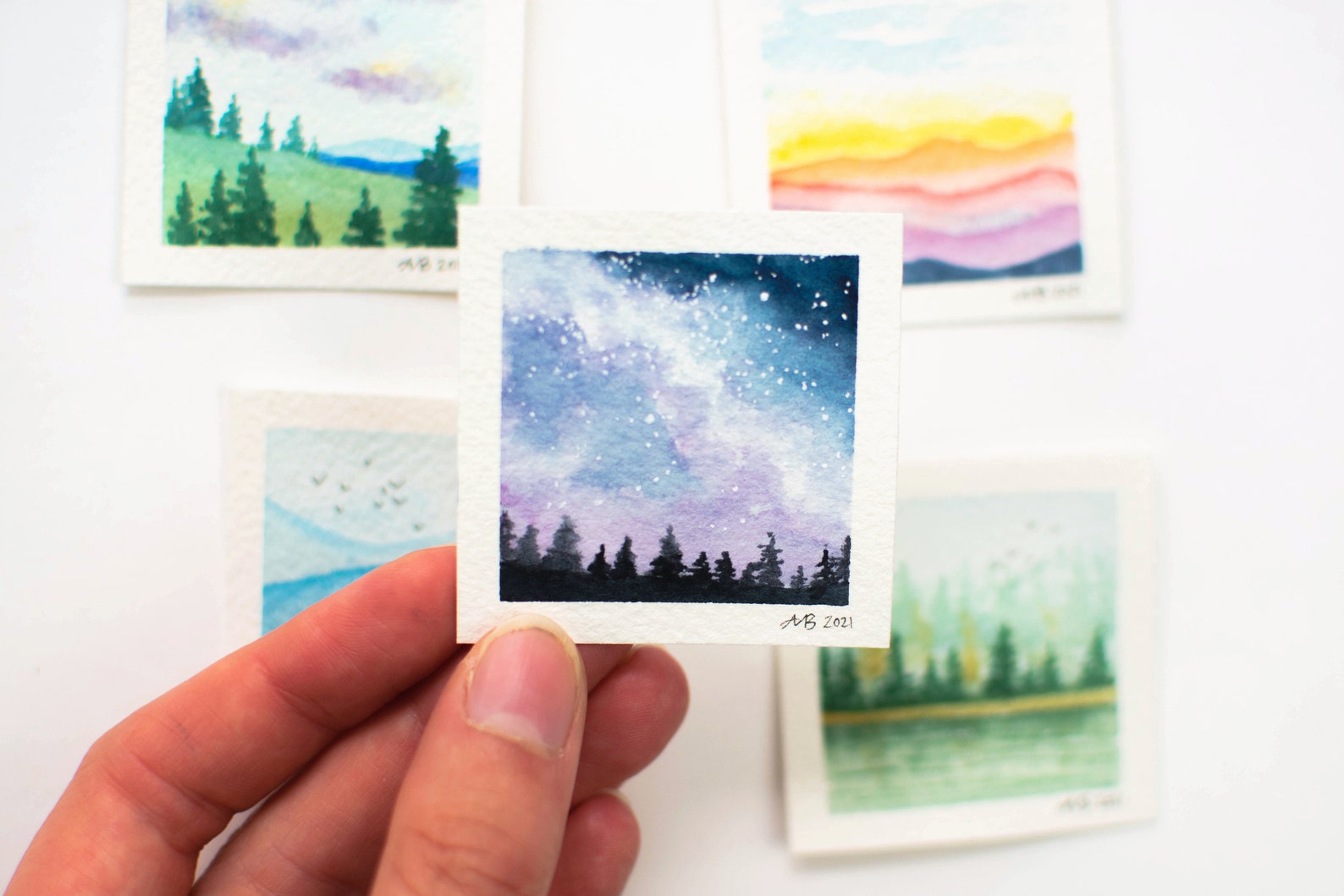 Original Tiny Watercolor Paintings, Tiny Paintings, Mini Paintings ...