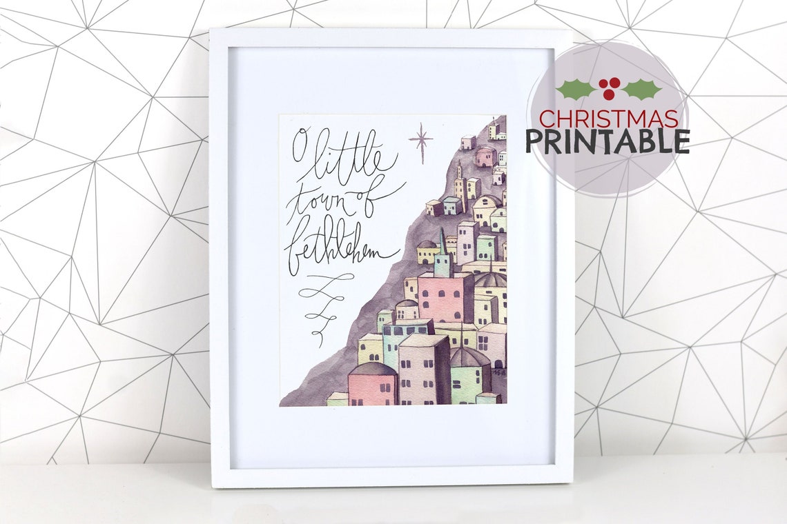 Christmas Printable, O Little Town of Bethlehem Painting, Christmas ...