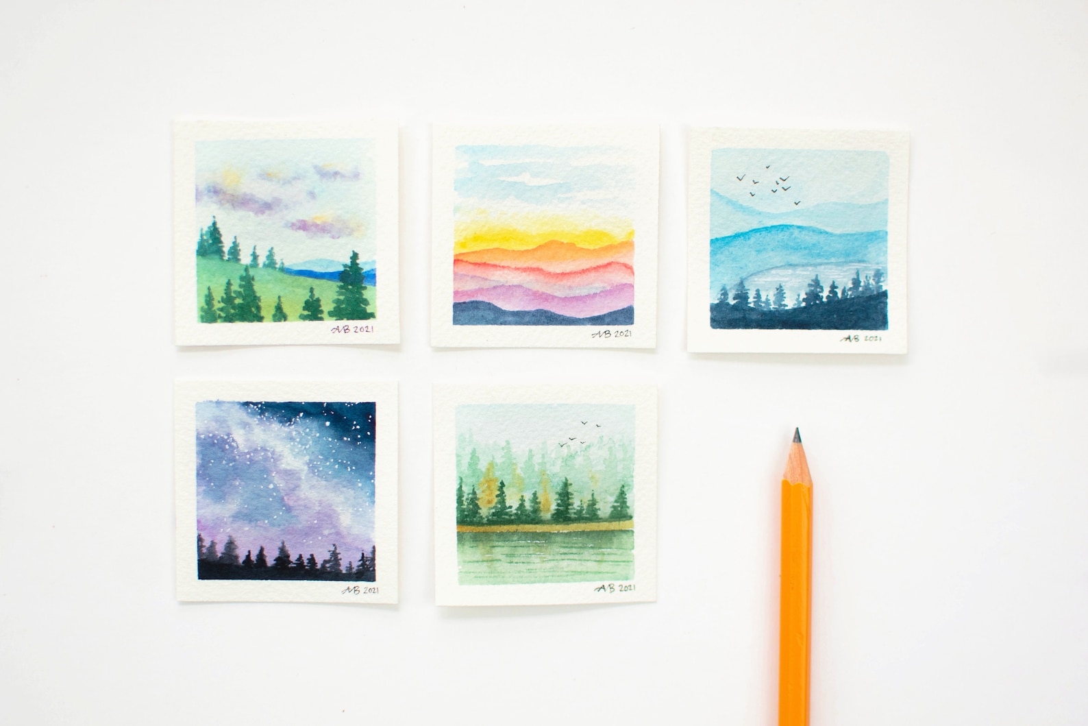 Original Tiny Watercolor Paintings Tiny Paintings Mini | Etsy