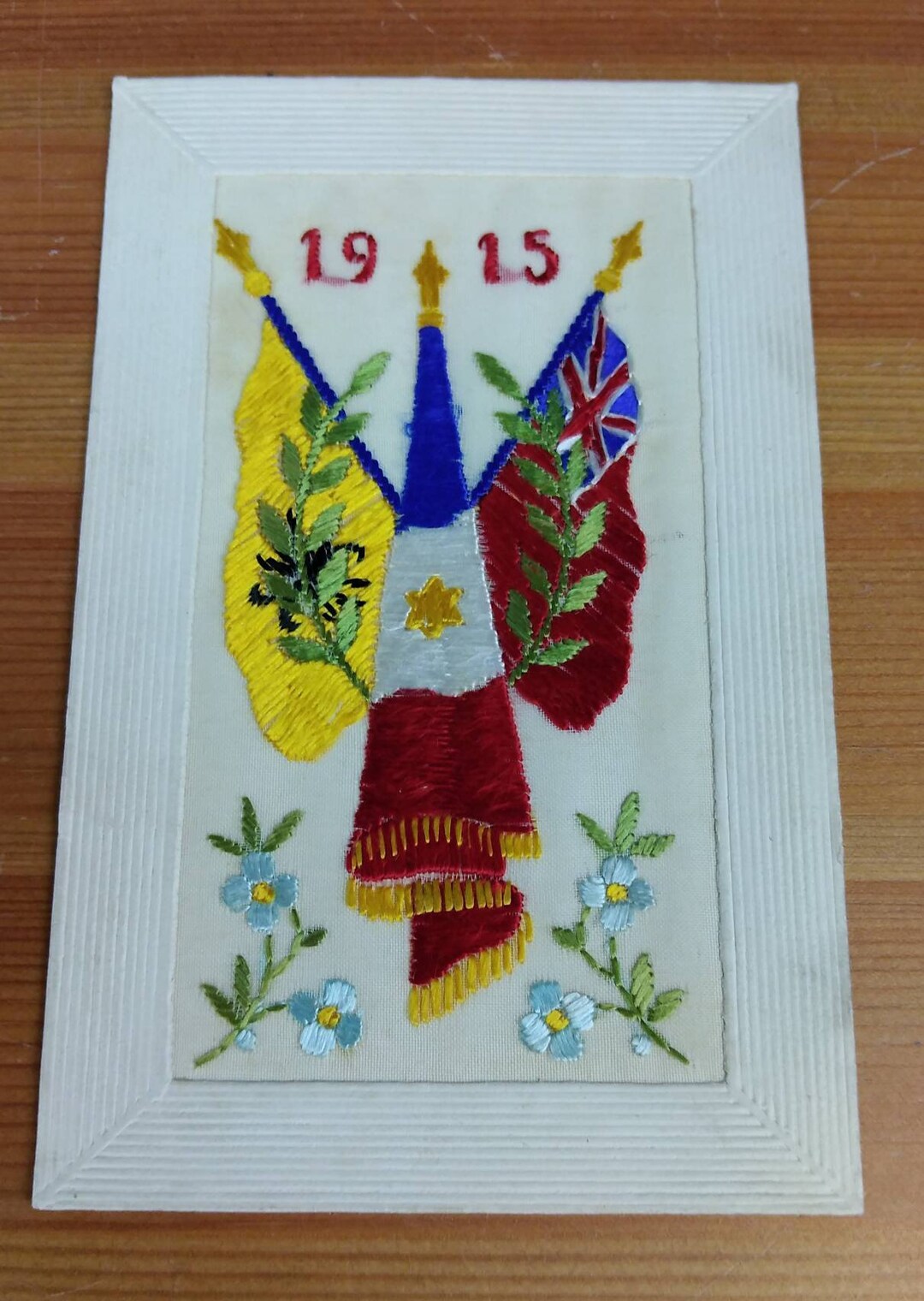 WW1 Embroidered Silk Postcard 1915 Flags H1A - Etsy