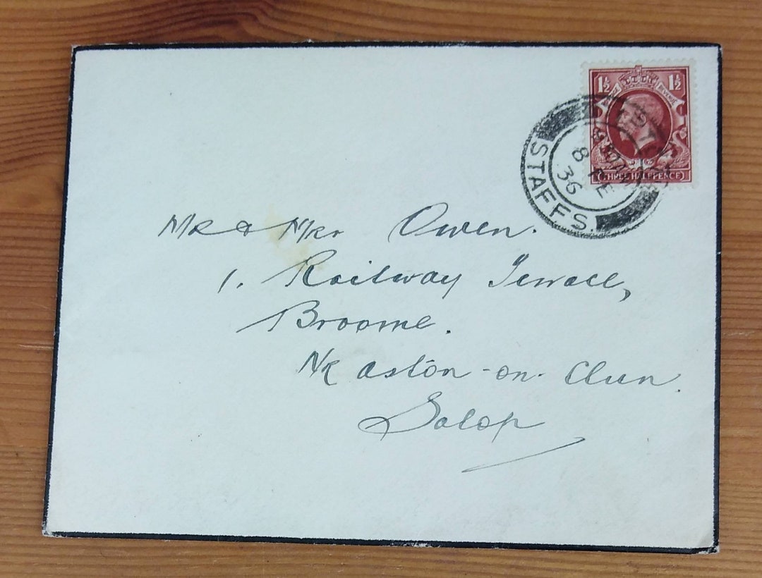 Vintage in Memoriam Envelope and Letter Edith Lloyd 1933 Clunbury South ...