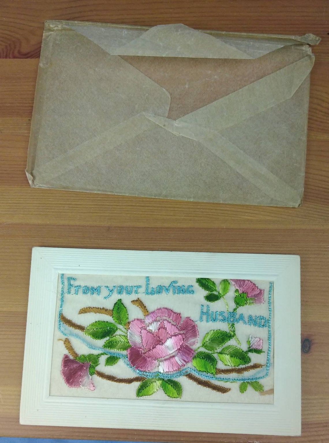 WW1 Embroidered Silk Postcard From Your Loving Husband With Original ...