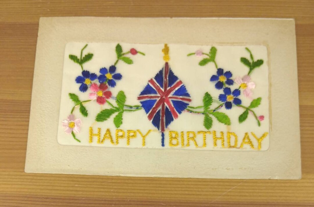 WW1 Embroidered Silk Postcard Happy Birthday Dated 1918 (L1B) - Etsy