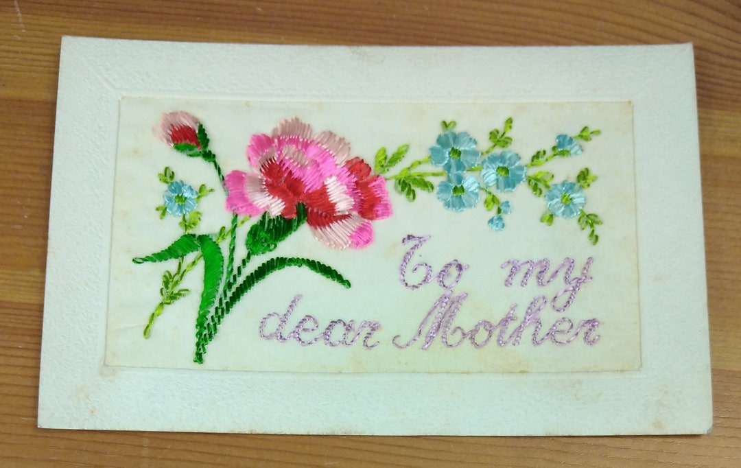 WW1 Embroidered Silk Postcard to My Dear Mother Carnation (H1A) - Etsy