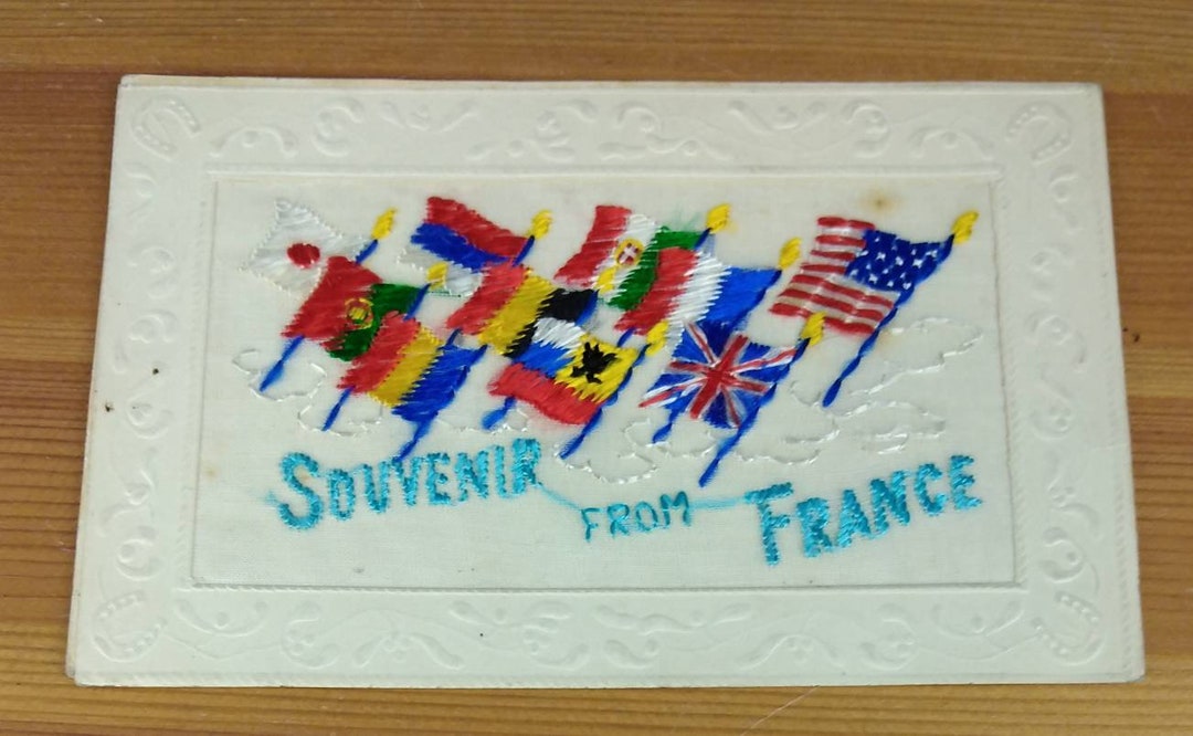 WW1 Embroidered Silk Postcard Souvenir From France Allies Flags (K1C) - Etsy