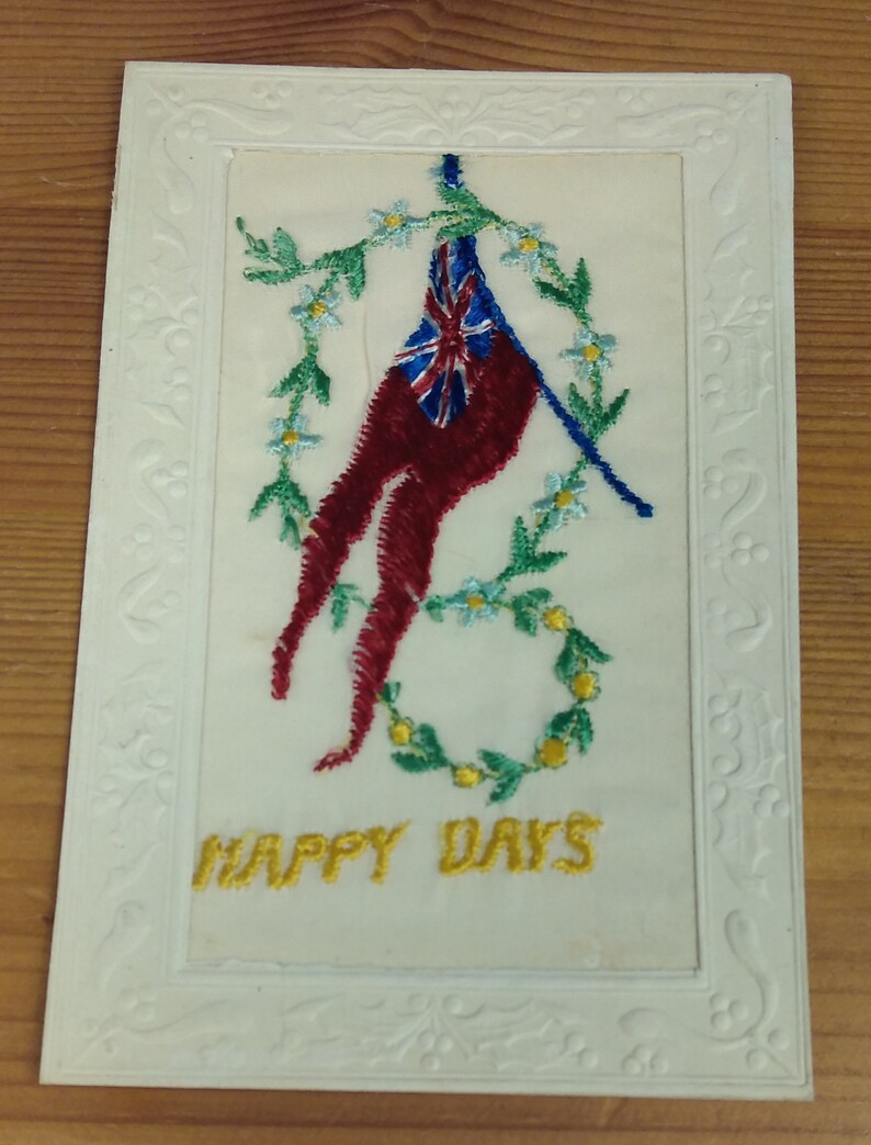 WW1 Embroidered Silk Postcard Happy Days (A1B) - Etsy