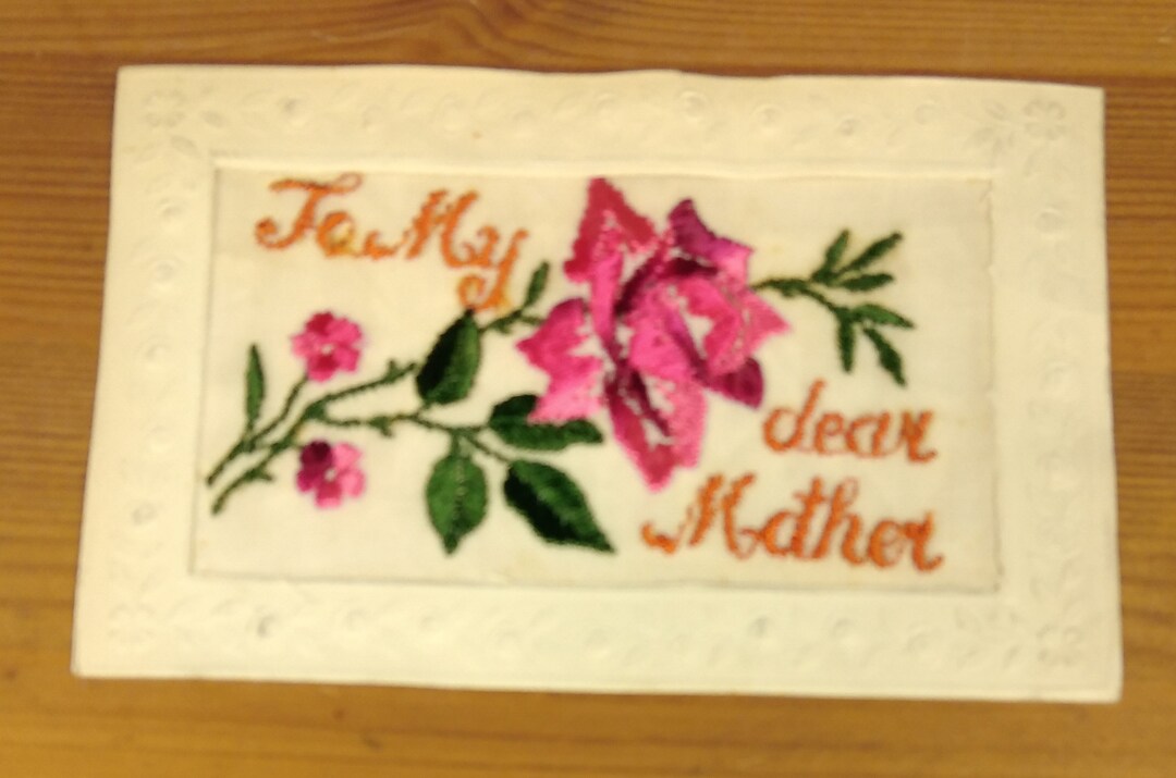 WW1 Embroidered Silk Postcard to My Dear Mother Large Rose (K1D) - Etsy