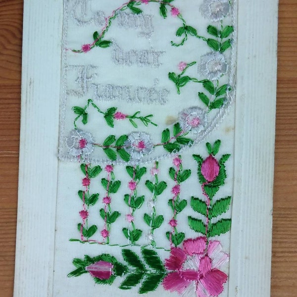 Ww1 Embroidered Silk Postcard With Message - Etsy
