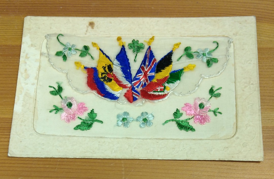WW1 Embroidered Silk Postcard Flags Dated 1915 (D1A) - Etsy