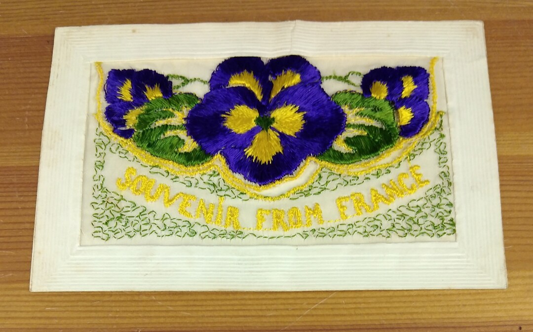 WW1 Embroidered Silk Postcard Souvenir From France Pansy D1A - Etsy