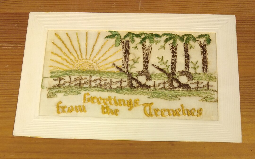 WW1 Embroidered Silk Postcard Greetings From the Trenches Tommies With Raised Rifles (K1) - Etsy