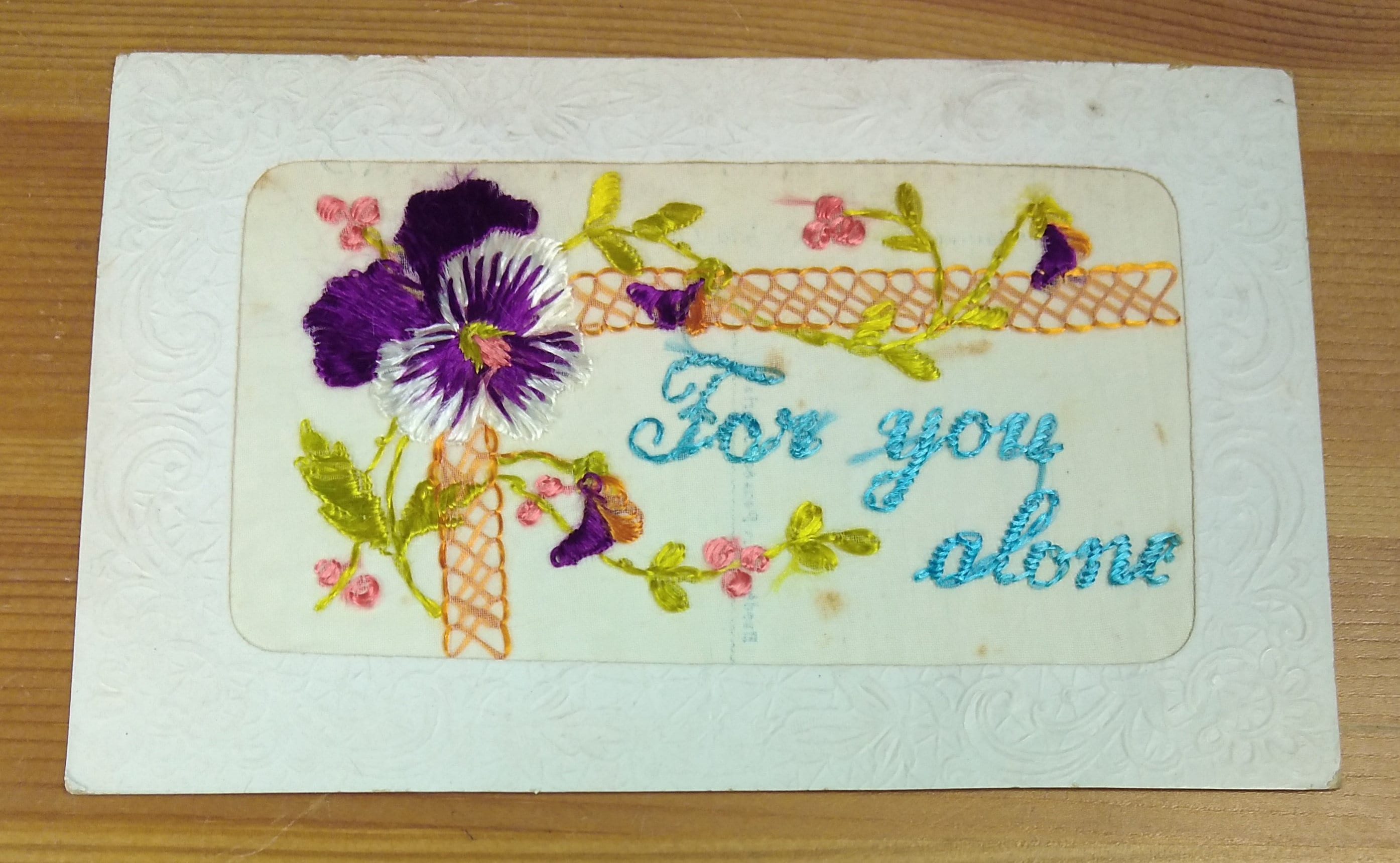 WW1 Embroidered Silk Postcard for You Alone (B1B) - Etsy