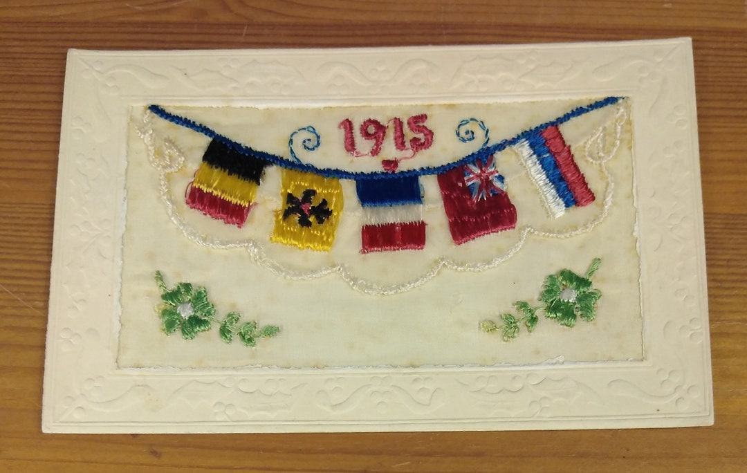 WW1 Embroidered Silk Postcard 1915 Flags (A1B) - Etsy