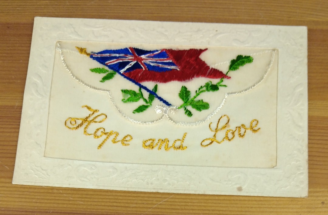 WW1 Embroidered Silk Postcard Hope and Love Dated 1915 (M1A) - Etsy