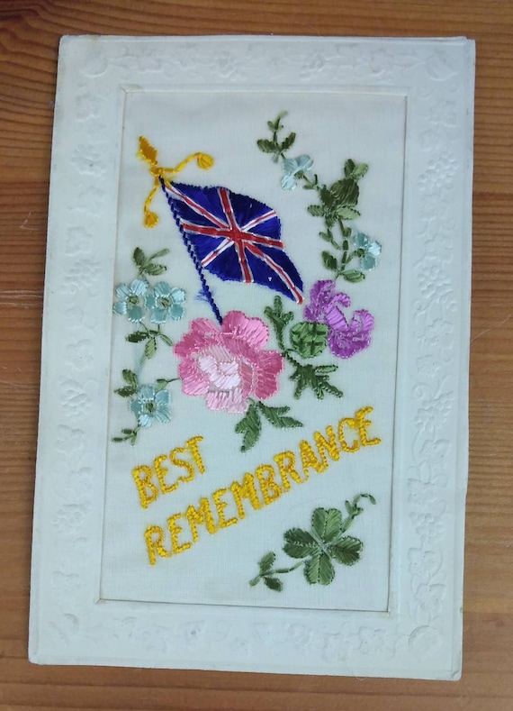 WW1 Embroidered Silk Postcard Best Remembrance J1C - Etsy