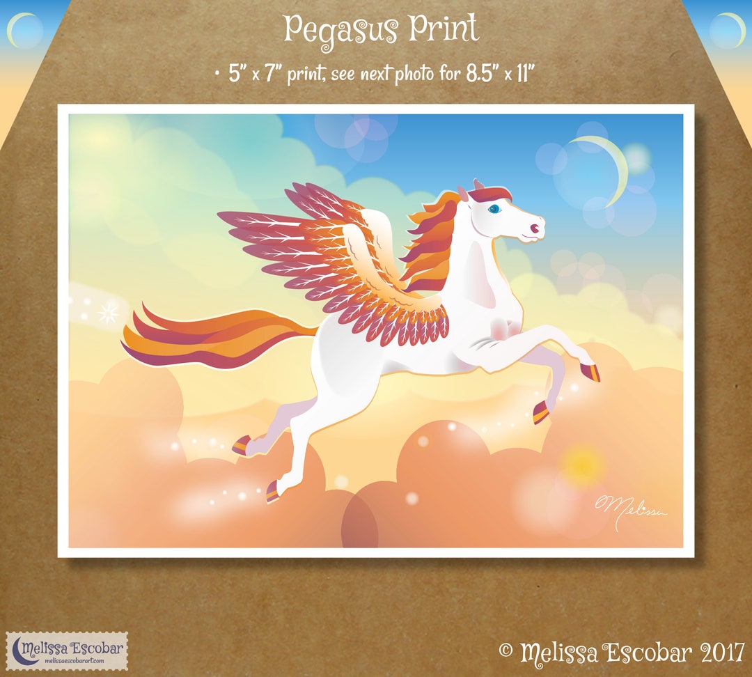 Sun Pegasus Print Pegasus Illustration Art Print Fantasy Print - Etsy