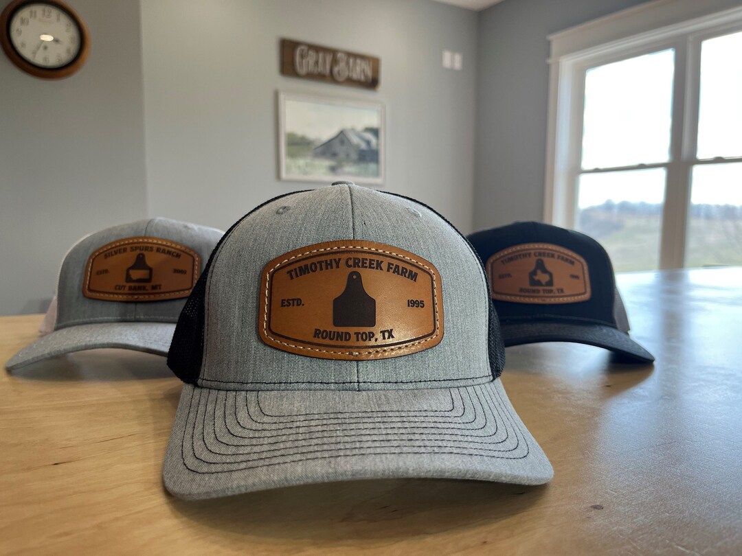 4 or More Sewn on Leather Patch Ranch Hats | Trucker Hats for Farmers ...