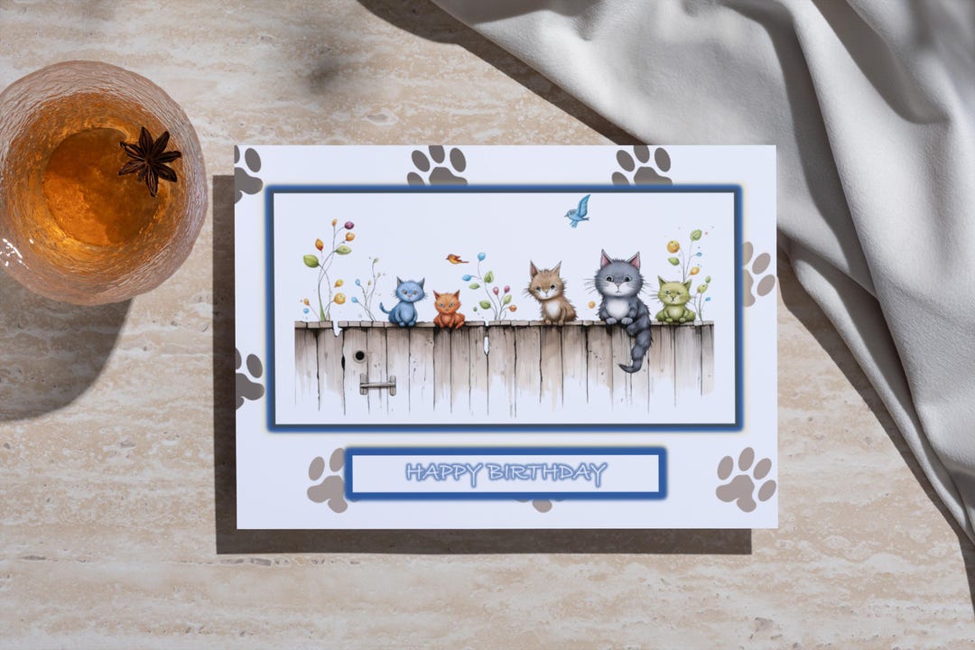 Cute A5 Cat Themed Birthday Card - Purr-fect for Celebrating Birthdays ...