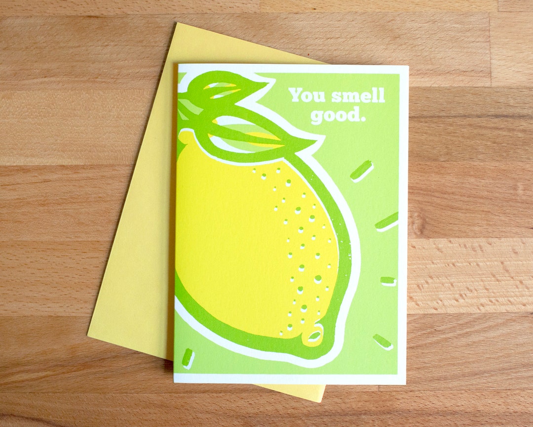 Screen Printed Lemon Greeting Card - Etsy