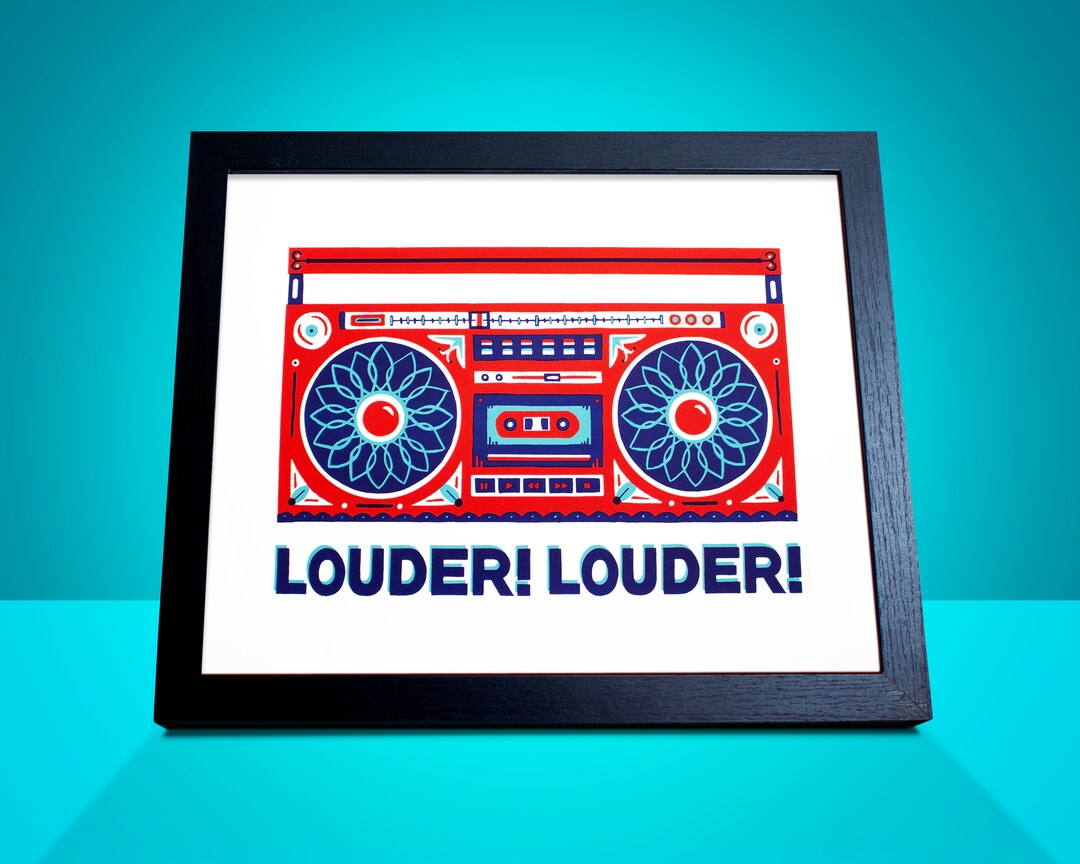 Louder! Louder! Boombox Screenprint - Etsy