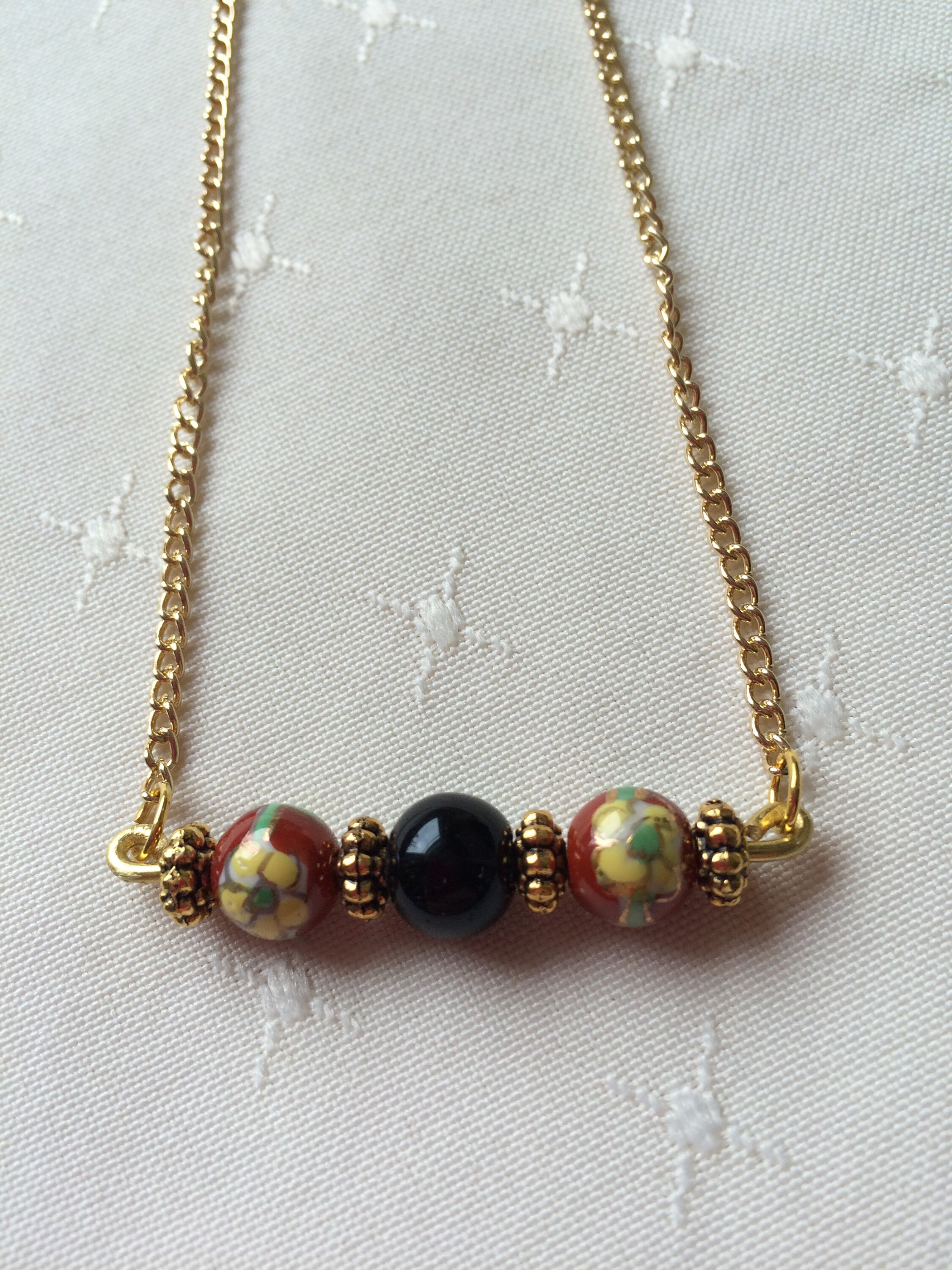 Flower Bead Bar Necklace - Etsy