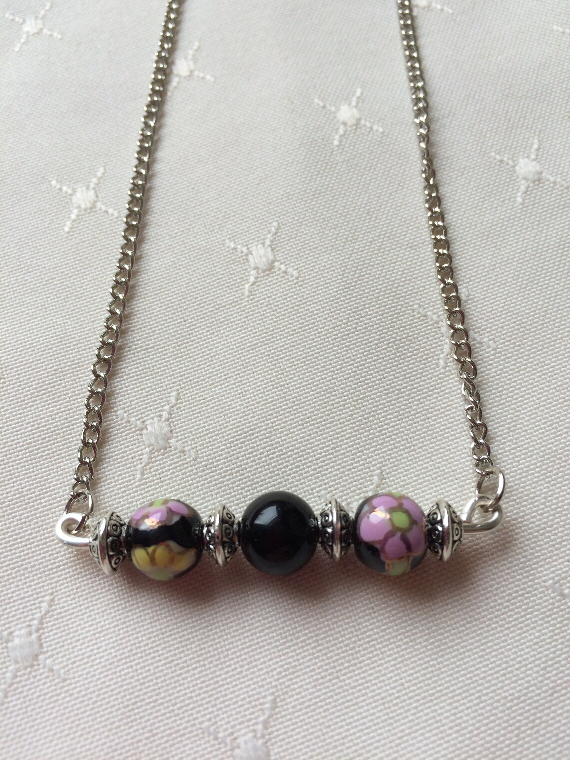 Flower Bead Bar Necklace - Etsy