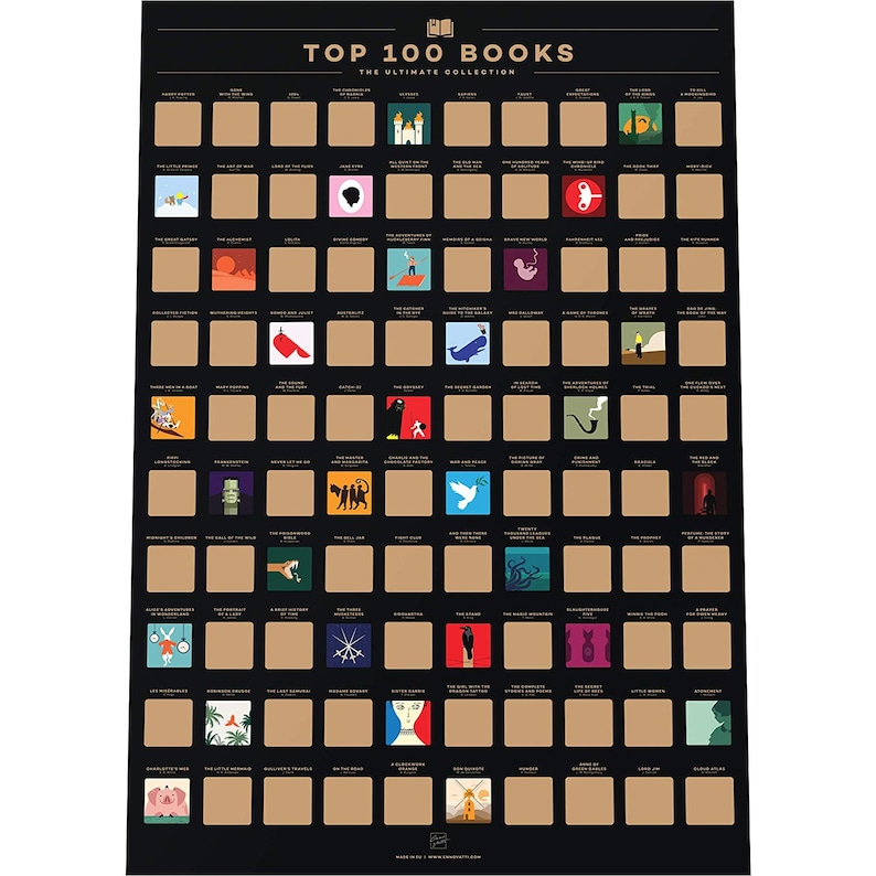 100 Books Scratch off Poster - Best Literature of All Time Bucket List ...