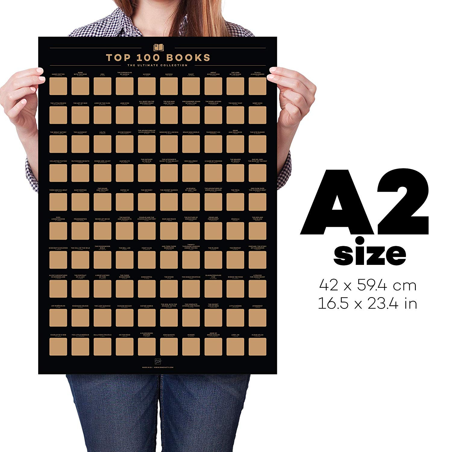 100 Books Scratch off Poster - Best Literature of All Time Bucket List ...