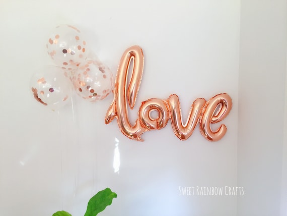 40 Rose Gold LOVE Balloon Script Foil Balloon Wedding | Etsy