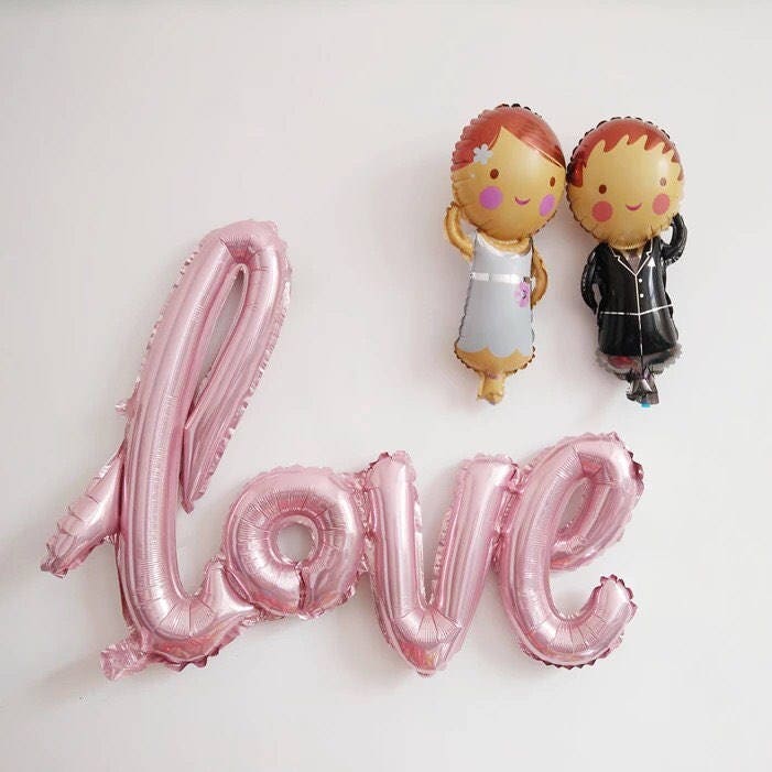 40 Pink LOVE balloon script foil balloon Wedding | Etsy